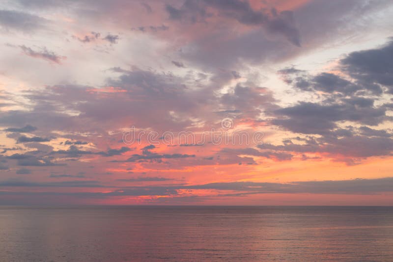 Calm Sea with Sunset Sky with Cloud. Stock Photo - Image of landscape ...