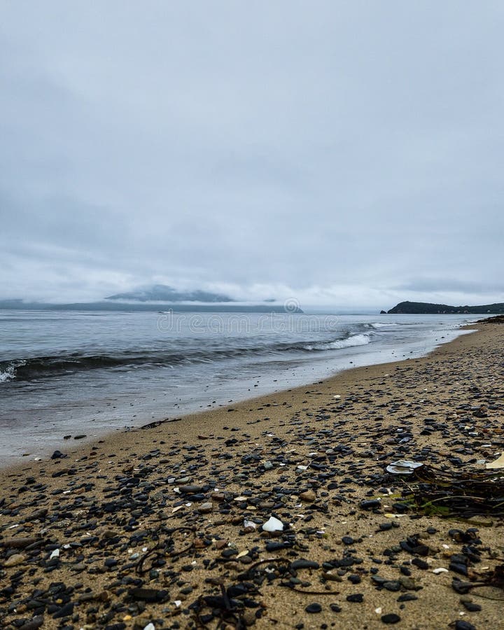 Calm Seaside Landscape in Tones and Low Heavy Clouds. Natural ...