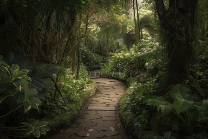 Calm and Serene Pathway Surrounded by Lush Greenery Stock Image - Image ...