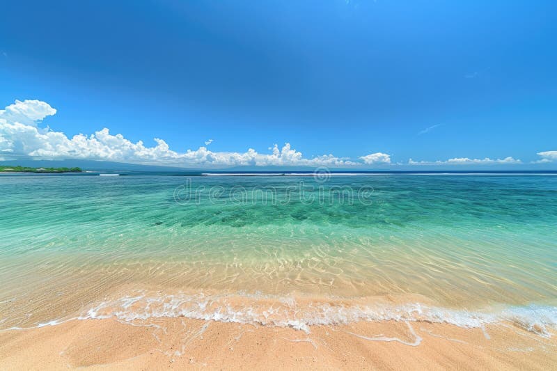 A Calm and Serene Scene with the Ocean S Horizon, Sandy Beach and ...