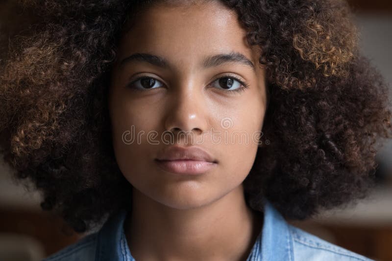 Calm Serious Beautiful Millennial African Woman Looking Forward Without