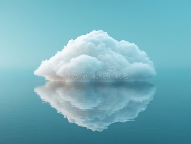 A Calm Setting with a Fluffy White Cloud Above a Smooth, Reflective ...