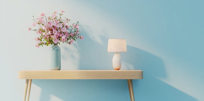 Calm and Simple Interior Design Featuring a Light Fixture and Floral ...