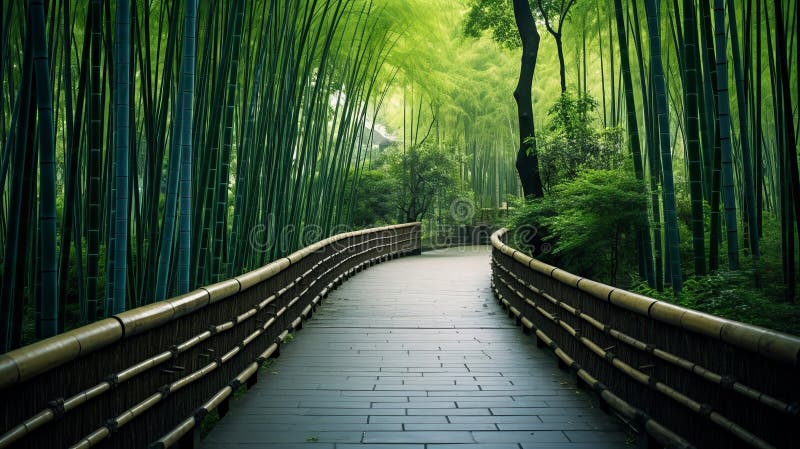 A Calm and Soothing Scene of a Tranquil Bamboo Forest with a Soft Light ...
