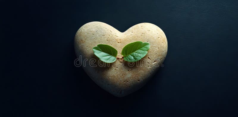 Calm Stone Core Surrounded by Lush Greenery and Polished Pebbles on a ...