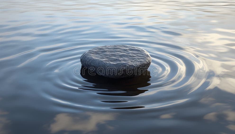 Calm Stone on Rippled Water Surface Stock Photo - Image of calm, still ...