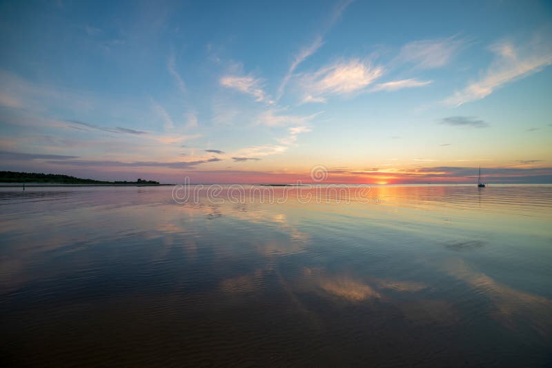 Calm Sunset with No Wind on the Lake Stock Photo - Image of waterfowl ...