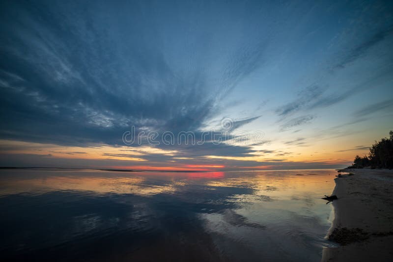 Calm Sunset with No Wind on the Lake Stock Photo - Image of sunset ...
