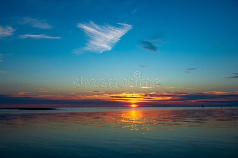 Calm Sunset with No Wind on the Lake Stock Photo - Image of landscape ...