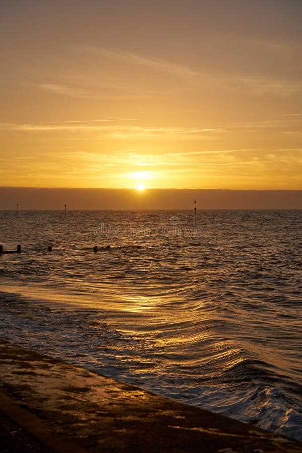 Calm Sunset by the Sea. Beautiful Colors Stock Image - Image of dusk ...