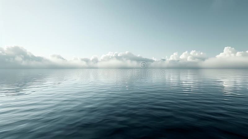 Calm Ocean Surface with White Clouds on a Sunny Day Stock Illustration ...
