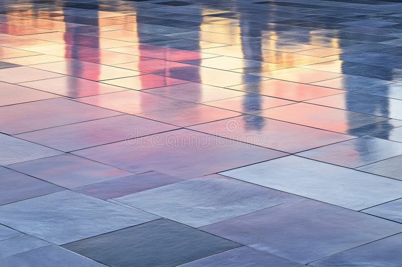 Calm Transcendent Pink Reflections on a Polished Surface Stock ...