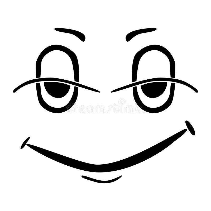 Calm but Tricky Smile Face Expression, Simple Vector Sketch ...