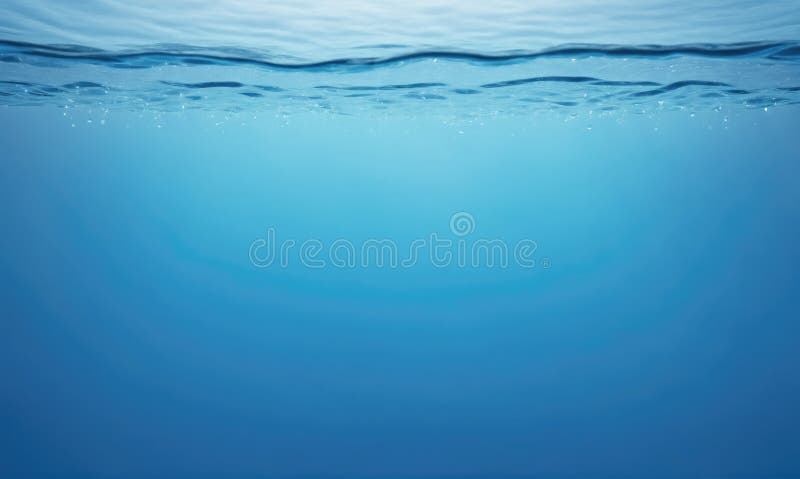 Calm Underwater Scene with Clear Blue Water and Gentle Surface Ripples ...