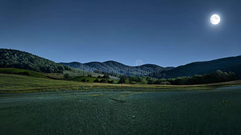 The Calm Valley Features Lush Green Fields, Gently Illuminated by the ...