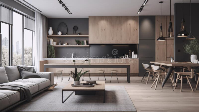 Calm Vibe Indoor Design of Home Generative Ai Stock Illustration ...