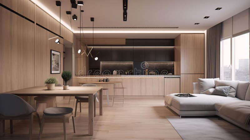 Calm Vibe Indoor Design of Home Generative Ai Stock Illustration ...