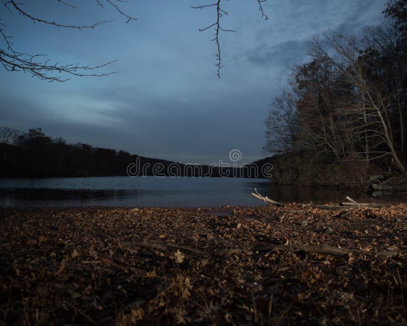 Calm View of the Lake in the Forest in Autumn Stock Photo - Image of ...