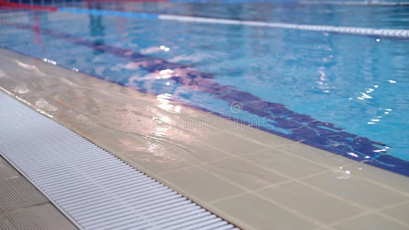 Calm Water on Empty Swimming Pool, Dark Lanes Marks Visible Floor Stock ...