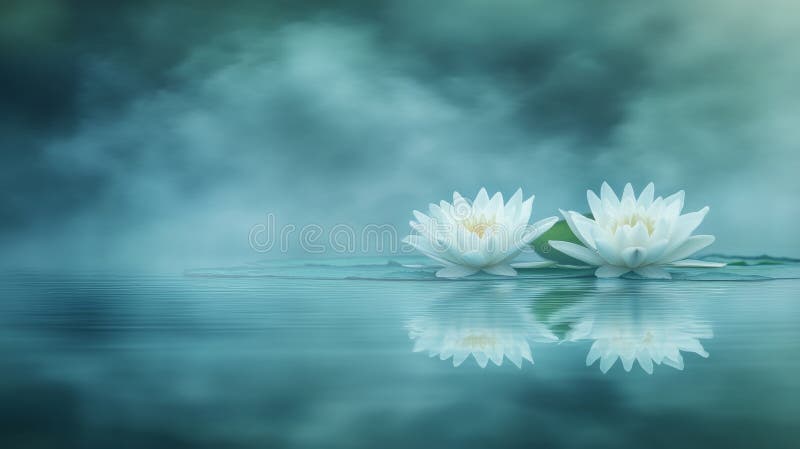 The Calm Water S Surface Reflects a Serene White Lotus in Full Bloom ...