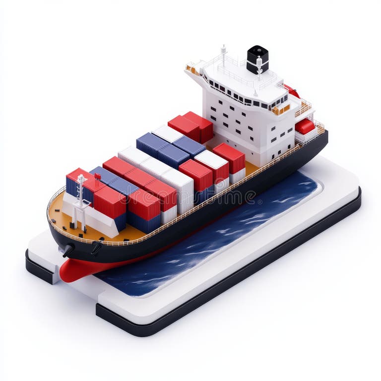In Calm Waters, the Cargo Ship Smoothly Docks, Providing Efficient ...