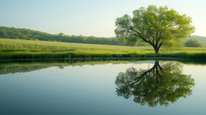 Calm Waters Reflect the Tranquility of a Serene, Minimalist Spring ...