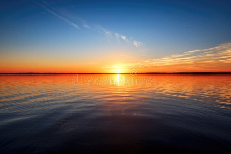 Calm Waters Reflecting the Rising Sun Stock Illustration - Illustration ...