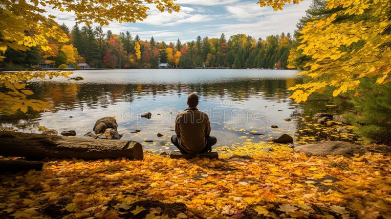 Calm Wilderness Meditation Scene Stock Illustration - Illustration of ...