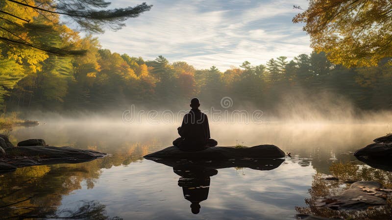 Calm Wilderness Meditation Scene Stock Illustration - Illustration of ...