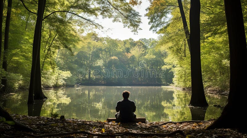 Calm Wilderness Meditation Scene Stock Illustration - Illustration of ...