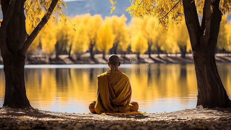 Calm Wilderness Meditation Scene Stock Illustration - Illustration of ...