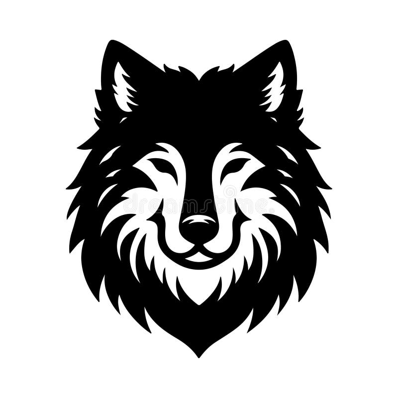 Calm and Wise Wolf Head Silhouette in Flat Black Design Stock ...