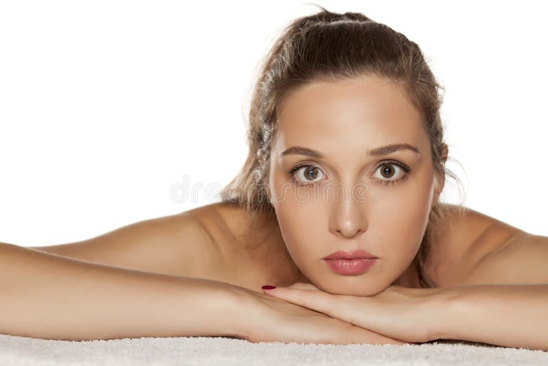 Calm woman stock image. Image of leaning, white, looking - 95434199