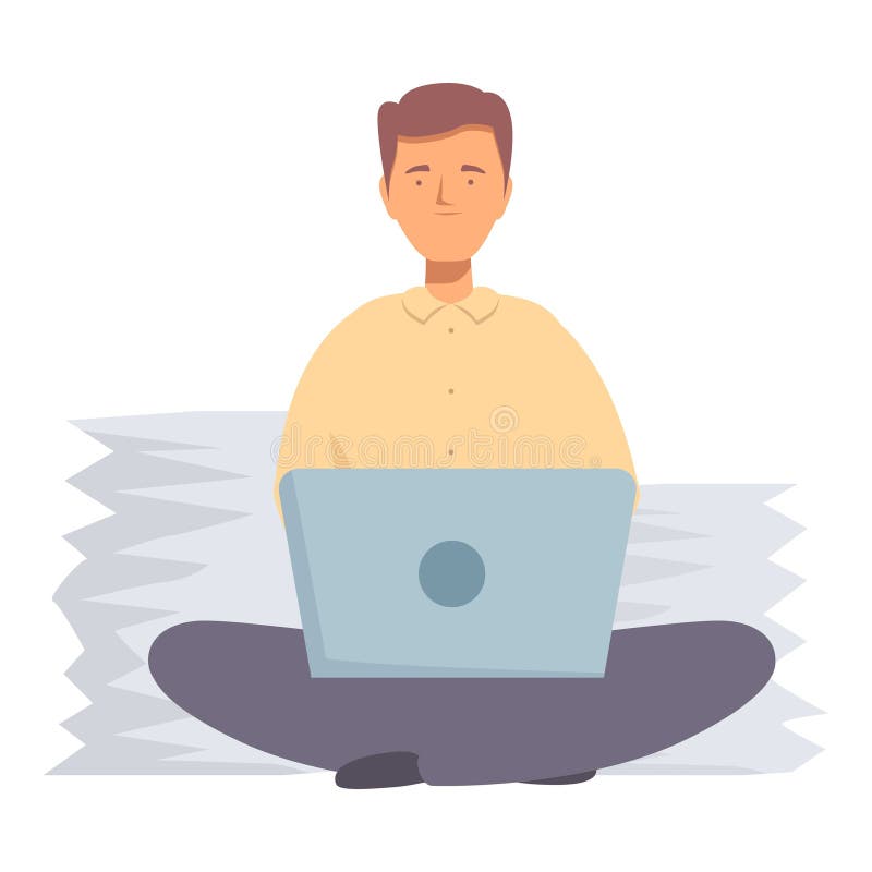 Calm Workaholic Working Icon Cartoon Vector. Laptop Work Stock Vector ...