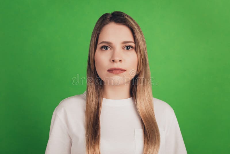 Calm Worker Business Lady Look Camera Not Smiling Stock Photo - Image ...