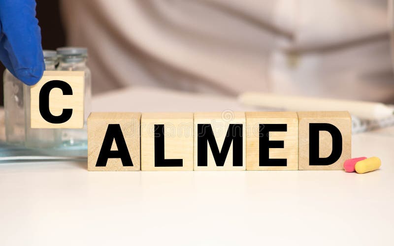 CALMED Word Made with Building Blocks, Concept Stock Photo - Image of ...