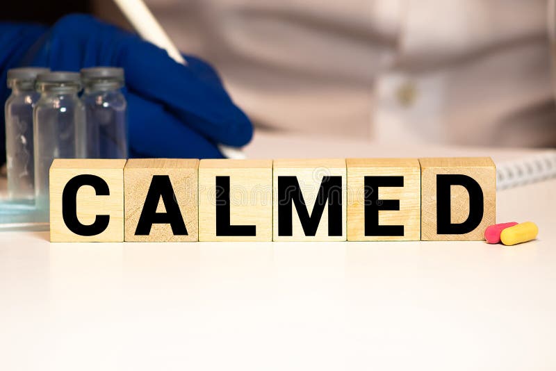 CALMED Word Made with Building Blocks Stock Image - Image of allergy ...