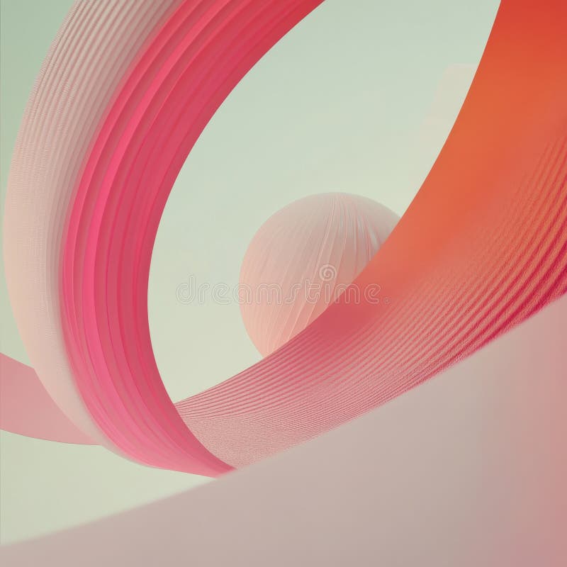 Calming Abstract 3D Illustration Featuring Soft Pink and Orange Curves ...