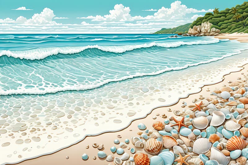 A Calming Beach with Gentle Waves, Lapping Against a Sandy Shore, with ...