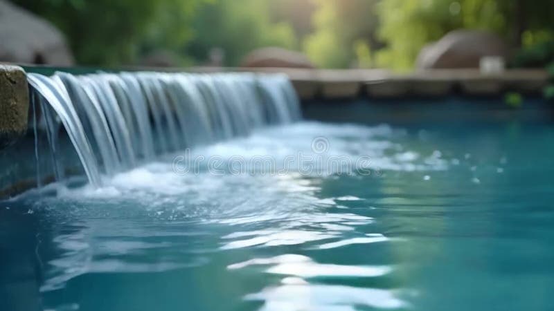 Calming Cascade Stream Flowing Gently into a Tranquil Pool with Lush ...