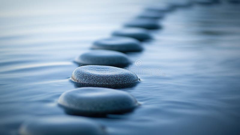 Rounded Stones Forming a Zen Path Across Calm Water. Minimal Zen ...