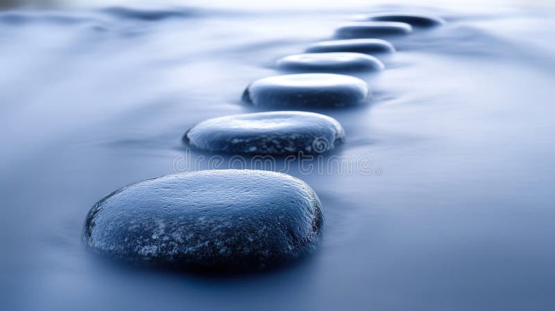 Rounded Stones Forming a Zen Path Across Calm Water. Minimal Zen ...