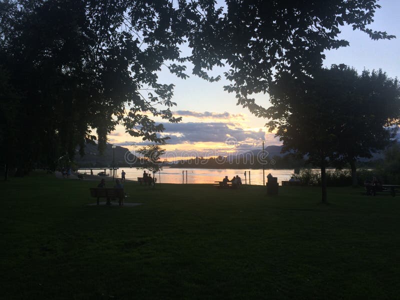 Calming Kamloops sunset editorial stock image. Image of cloud - 74629469