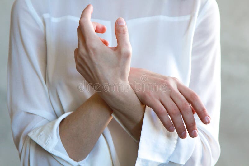 Calming Movement of Female`s Thin Soft Hands Stock Image - Image of ...