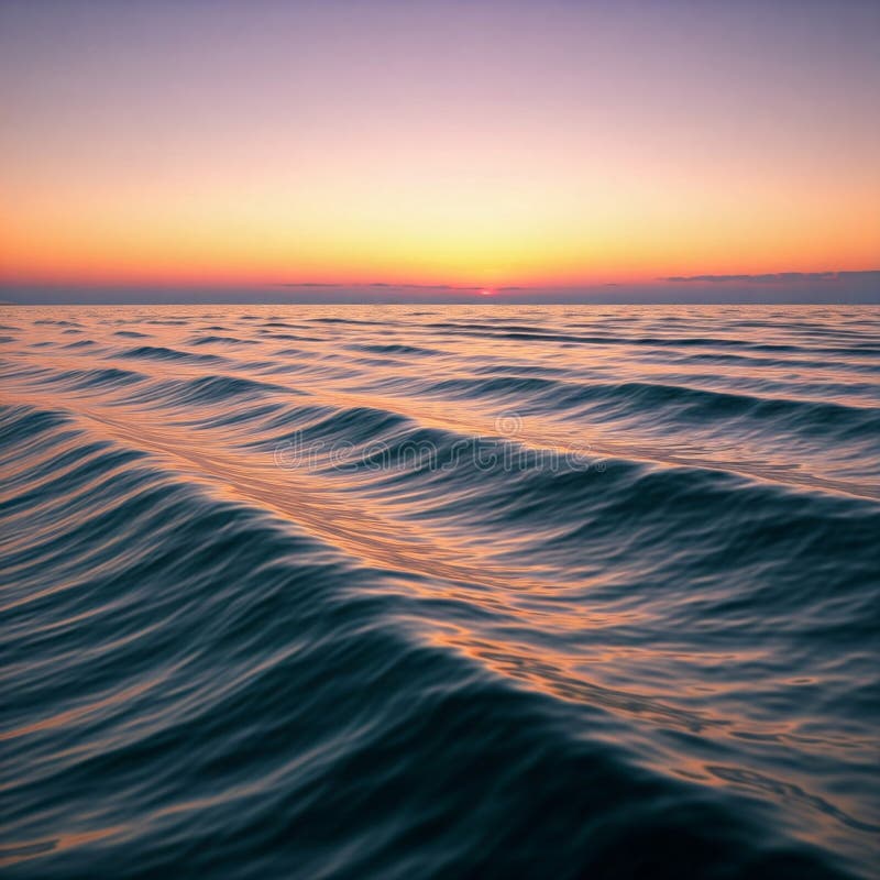 Calming Ocean Waves at Sunset, Reflecting the Water, Backgrounds Stock ...