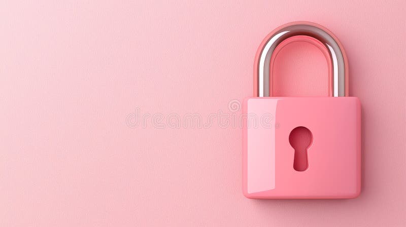 Calming Pastel 3D Icon of a Pink Padlock on a Soft Pink Background for ...