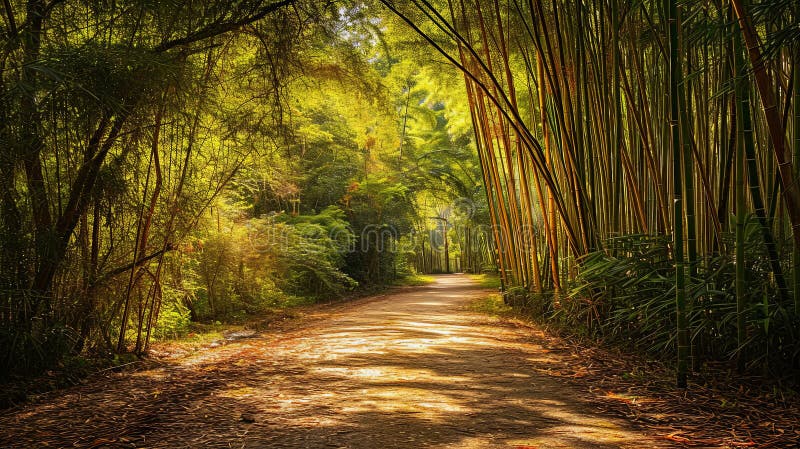A Calming Path through a Bamboo Forest Stock Illustration ...