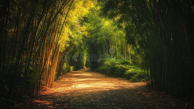 A Calming Path through a Bamboo Forest Stock Illustration ...