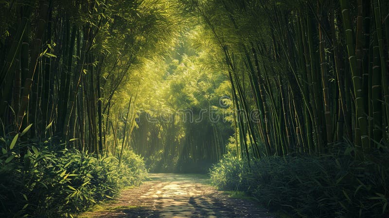 A Calming Path through a Bamboo Forest Stock Illustration ...