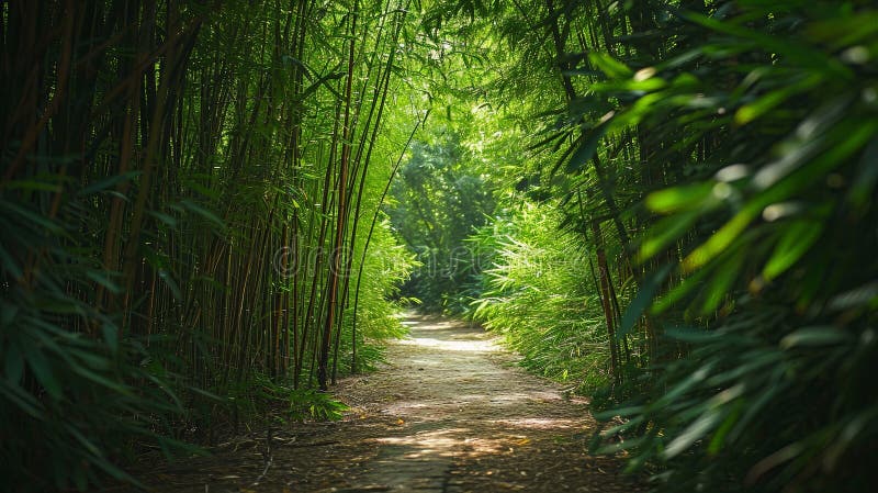 A Calming Path through a Bamboo Forest Stock Illustration ...
